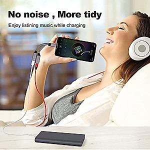 USB C Splitter, 2in1 Type C Audio Adapter , Dual USB C Headphone and Charger PD 27W Fast Charging Support Call Music for Pixel 4 3 XL, Galaxy S21 S20+ S20 Note 20 10, Xperia (Not fit Moto &Oneplus)