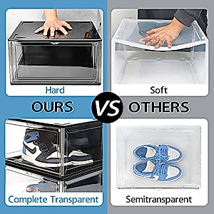 4 Pack Sneaker Storage for Sneakerheads with Magnetic Door Shoe Boxes Clear Plastic Stackable Acrylic Boot Display Case