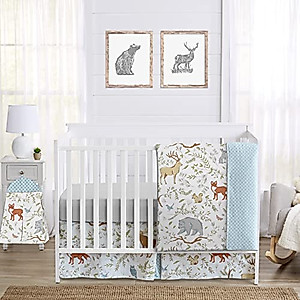 Sweet Jojo Designs Woodland Animal Toile Foldable Fabric Storage Cube Bins Boxes Organizer Toys Kids Baby Childrens for Collection Set of 2