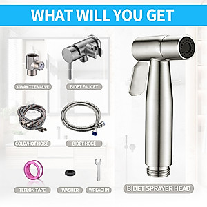 Chomely Warm Water Handheld Bidet Sprayer for Toilet, Mounted on Bathroom Vanity, Cloth Diaper Jet Sprayer Attachment for Feminine Wash, Muslim, Ducha Para Toilet, Pet Shower, Brushed Nickel