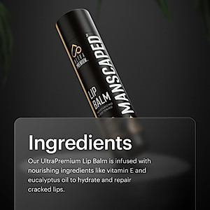 MANSCAPED® Moisturizing and Soothing Lip Balm, Infused with Vitamin E, Peppermint Oil, and Eucalyptus Oil for Chapped Lips, Matte Finish (3-Pack)