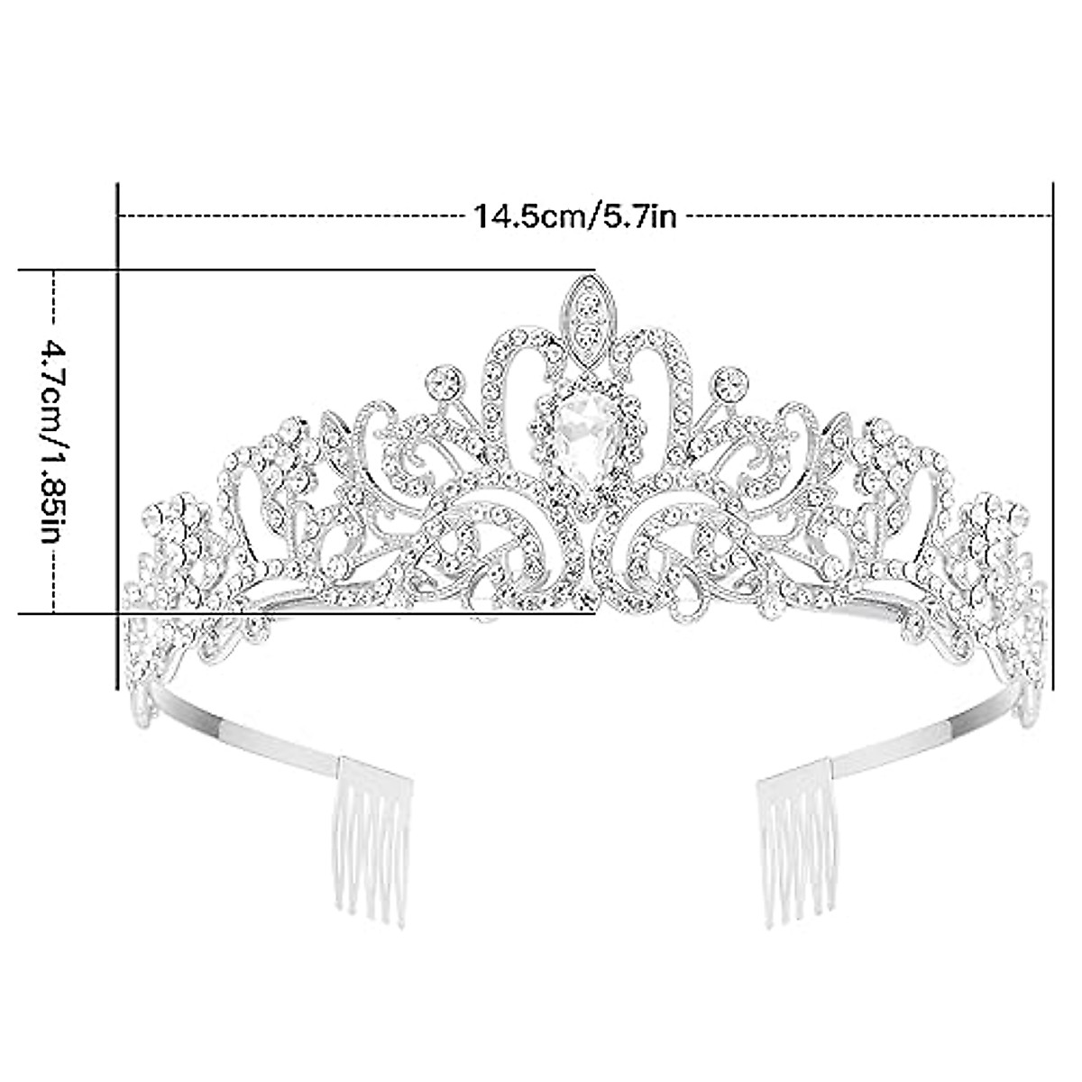 Makone Crystal Queen Crowns and Tiaras with Comb Headband for Women and Girls, Princess Crowns Hair Accessories for Wedding Birthday Halloween Costume Cosplay (01 Silver)