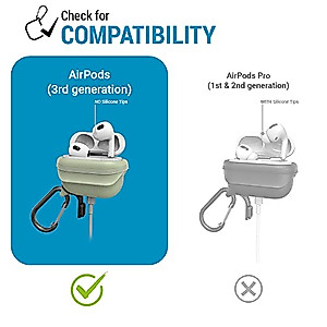 Catalyst Waterproof Case Vibe Series for AirPods 3 with Premium Carabiner. Compatible Wireless Charging, One-Piece Design, High Drop Protection, Soft-Touch - Glow-in-The-Dark