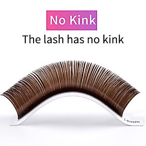 Brown Lash Extensions Easy Fan Volume Lashes Colored Lash Extensions C/D Curl Volume Lash Extension 0.07 FADLASH Self Fanning Eyelash Extensions (Dark Brown-0.07C, 8-14mm)