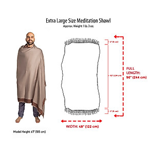 Om Shanti Crafts Meditation Shawl or Meditation Blanket, Wool Shawl/Wrap, Oversize Scarf/Stole. Indian Blanket. Unisex