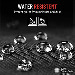 CAHAYA Acoustic Guitar Case: Gig Bag Soft Padded 41 In Water-resistent Guitar Backpack with Back Handle Loop and Large Top Pocket 0.3 In Thick Black CY0177