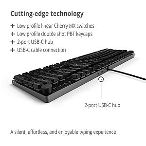 Das Keyboard MacTigr Wired Mechanical Keyboard for Mac – Cherry MX Red Switches & PBT Keycaps for Seamless Typing Experience – Sleek Low Profile - 100% Metal – 2-Port USB C Hub – Volume Knob, NKRO