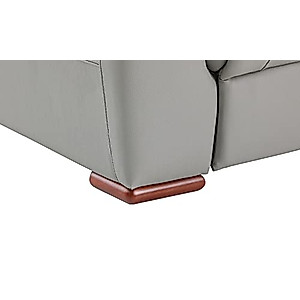Blackjack Furniture Walker Leather Match Upholstered Reclining Living Room Sofa, Gray