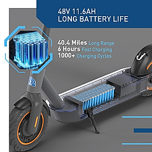 Hiboy S2 MAX Electric Scooter, 40.4 Mi Long Range & 19 MPH, 650W MAX Motor Power, 10'' Pneumatic Tires, Split Hub Set, Dual Braking System and Cruise Control, Foldable Commuter E-Scooter for Adults