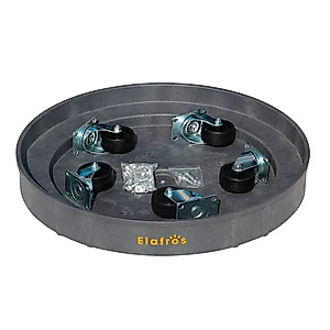 ELAFROS 30 Gallon and 55 Gallon Heavy Duty Plastic Drum Dolly – Durable Plastic Drum Cart 900 lb. Capacity- Barrel Dolly with 5 Swivel Casters Wheel,Grey