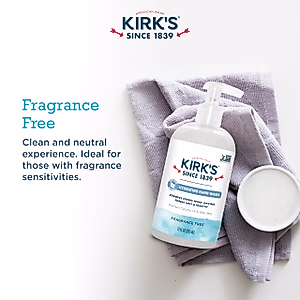 Kirk's Hydrating Hand Wash - Made with Premium Coconut Oil and Aloe Vera, With Plant Based Technology To Help Eliminate Odors, Non GMO, Vegan, Fragrance Free, 12 Fl Oz. 4 pack