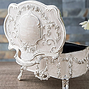 AVESON Luxury Vintage Metal Alloy Jewelry Box Ring Trinket Case Christmas Birthday Gift, Large