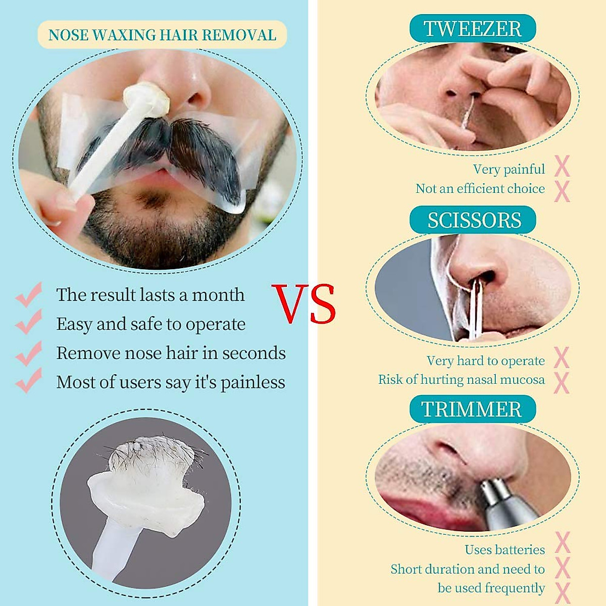 Oakeer 200g Nose Wax Professional Nose Painless Hair Removal Wax for Men Women at Home Nose Waxing Safe Effective, Easy to Nose Hair Removal