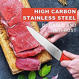 DELFINA Chef Knife, 8 Inch Kitchen Knife with Sheath, Professional High Carbon Stainless Steel Ultra Sharp Cooking Knife with Ergonomic Handle,Well Balanced & Easy to Clean