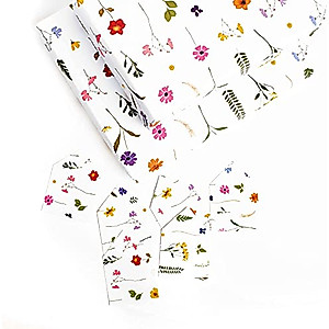 CENTRAL 23 - Floral Wrapping Paper - White Gift Wrap - For Women Girls - Pink Flowers - 6 GiftWrap Sheets For Her - For Wedding Birthday Easter Decorations - Recyclable - Made in the UK