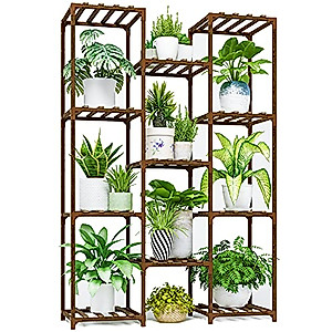 Bamworld Plant Stand Indoor Plant Shelf Tall Large Plant Shelves Holder Wood for Living Room Outdoor Plant Rack Indoor Multiple Plants Patio Balcony Garden