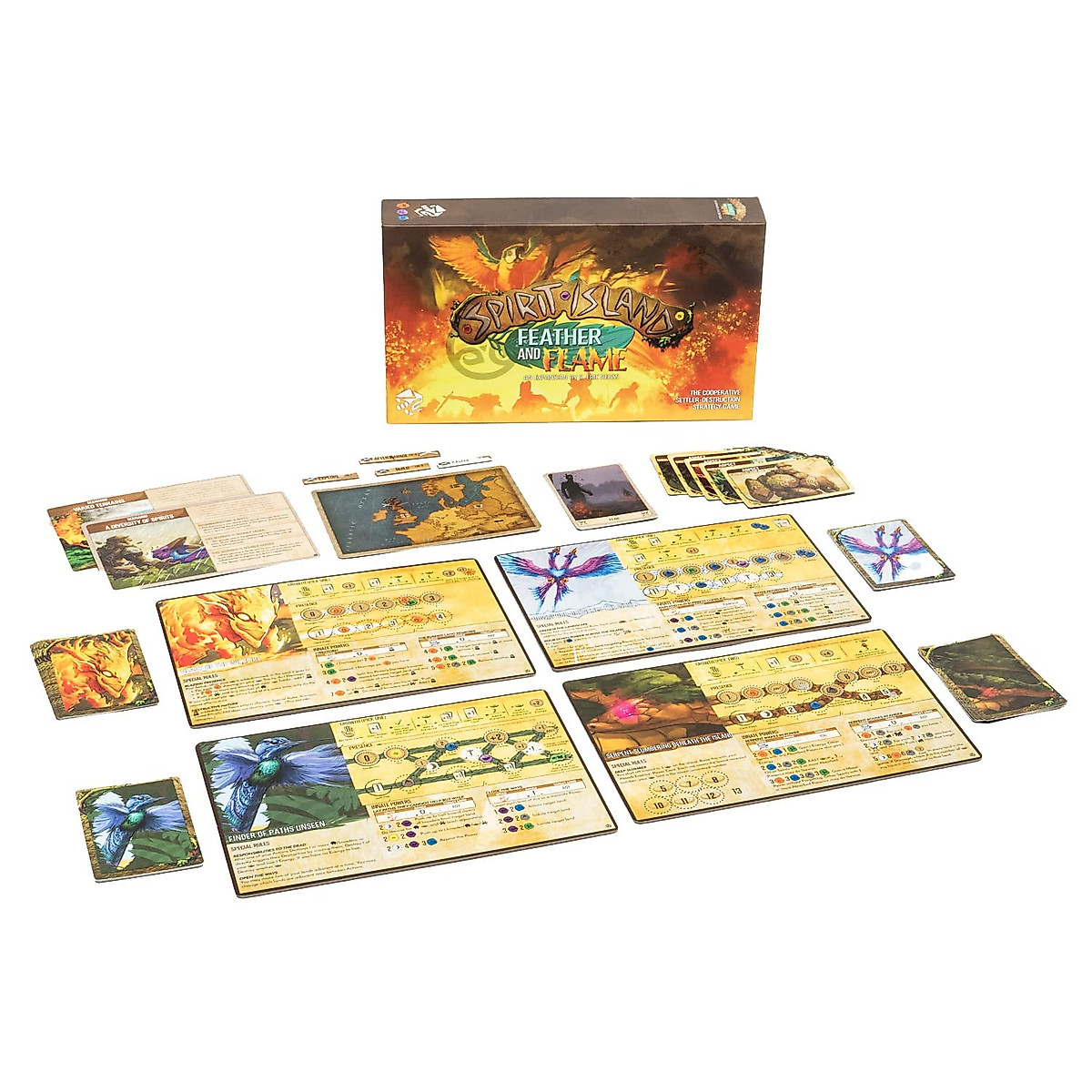 Greater Than Games | Spirit Island: Feather & Flame | Cooperative Strategy Board Game Expansion | 1 to 4 Players | 90+ Minutes | Ages 14+