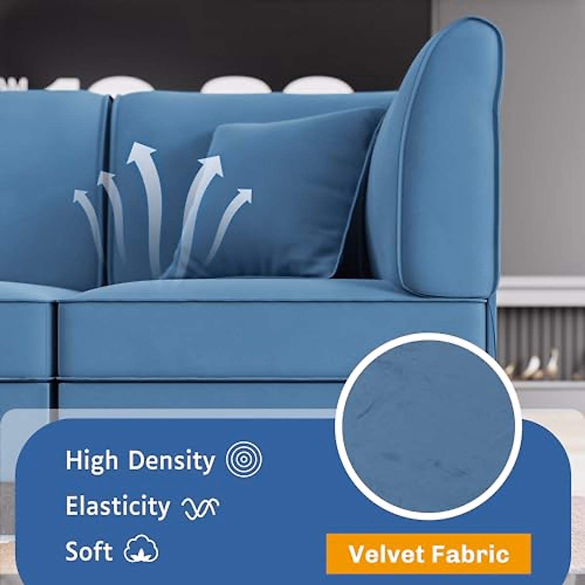 JAMFLY 116'' Modular Sectional Sofa with Reversible Chaise, U-Shape Convertible Sectional Sofa Couch with 6 Seats, Velvet Modern Sleeper Modular Couch with Ottomans for Living Room