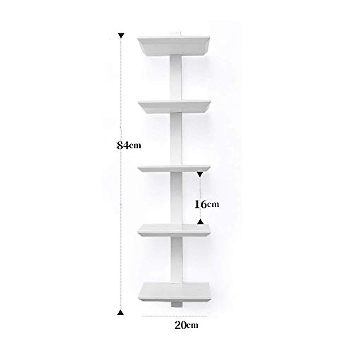 PIBM Stylish Simplicity Shelf Wall Mounted Floating Rack Wooden Solid Wood Storage Shelves Books Collection Display,3 Colors Avaliable,3 Layers / 4 Layers / 5 Layers, White , 20X66.2cm