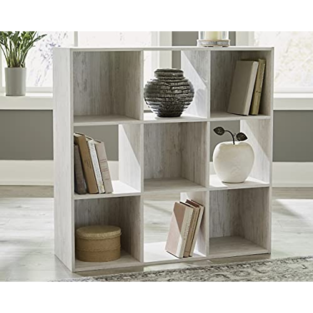 Signature Design by Ashley Paxberry Coastal 9 Cube Storage Organizer or Bookcase, Whitewash & Paxberry Coastal 6 Cube Storage Organizer or Bookcase, Whitewash