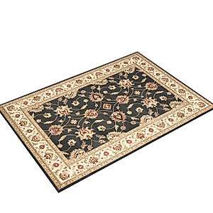 SAFAVIEH Lyndhurst Collection Area Rug - 6'7" x 9'6", Black & Ivory, Traditional Oriental Design, Non-Shedding & Easy Care, Ideal for High Traffic Areas in Living Room, Bedroom (LNH553-9012)
