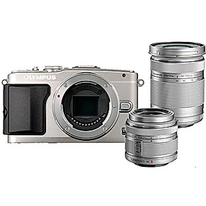 Olympus E-PL5 Interchangeable Lens Digital Camera Double Zoom Kit (Silver) E-PL5 DZKIT - Internatinoal Version (No Warranty)