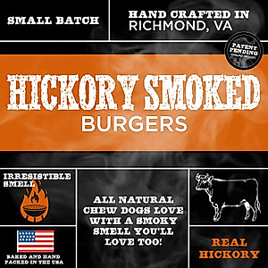 Premium Hickory Smoked 100% Beef Burger Slider Crunchy Dog Treats - No Additives, Made of 100% Natural Bully Sticks - Bite-Sized & Easily digestible Dog Treats for Training, Rewards - 1/2 lb Bag