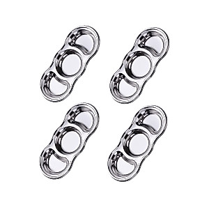 mingcheng 3-Compartment Stainless Steel Dipping Sauce Dish, Set of 4 Appetizer Serving Tray/Bowls for Sauce, Vinegar, Soy, BBQ, Hotpot, Snacks and Other Party Dinner, Dishwasher Safe Silver