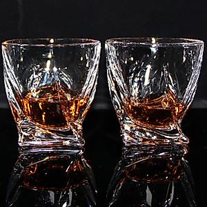 DQX Whiskey Glasses Gift Set of 4 Old Fashion Glass, Tumblers for Drinking Bourbon, Cocktail, Cognac, Irish Whisky, Large 10oz Premium Crystal Glass