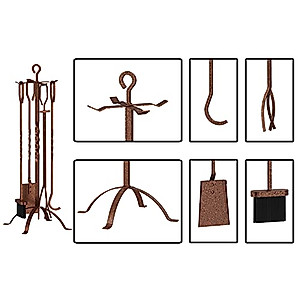 Fire Beauty 5 Pieces Fireplace Tools Set(Antique Bronze)