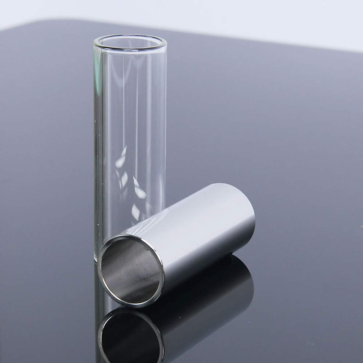 Topus 4 Pieces Medium Guitar Slide (3 Colors Steel Glides, 1 Pieces Glass Slide), Guitar Accessories Kit Include 10 Pieces Guitar Picks and 8 Pieces Plastic Thumb & Finger Picks in Storage Box