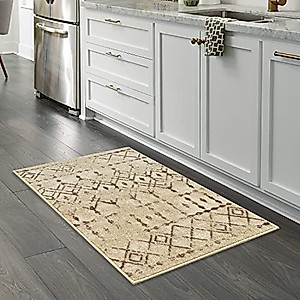 Maples Rugs Alessia Moroccan Trellis Kitchen Rugs Non Skid Accent Area Carpet [Made in USA], Neutral, 2'6" x 3'10"