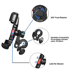 SEVEN SPARTA Bike Phone Mount Holder Motorcycle Phone Mount for Handlebar Accessories Compatible with iPhone 13 13 Pro Max 11, Galaxy and Other 4.7-6.8 Inches Cellphones (Black)