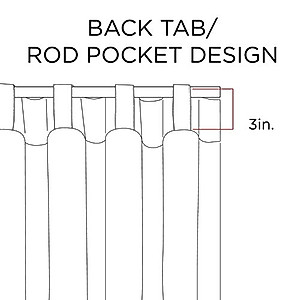 Black Curtains For Living Room , Traditional Back Tab Curtains For Bedroom , Aubrey Jacquard Rod Pocket Window Curtains , 50x84", 2-Panel Pack