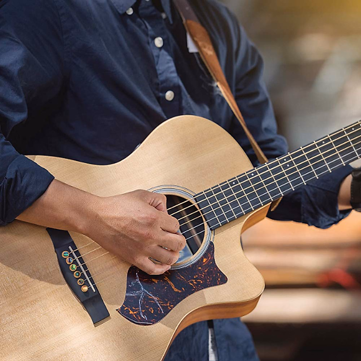 Tbest 6Pcs Guitar Bridge Pins,Brass Bridge Pins for Acoustic Guitar Bridge Pins- Endpin Inlaid Abalone Dot Acoustic Guitar Replacement Parts(Rose Gold)