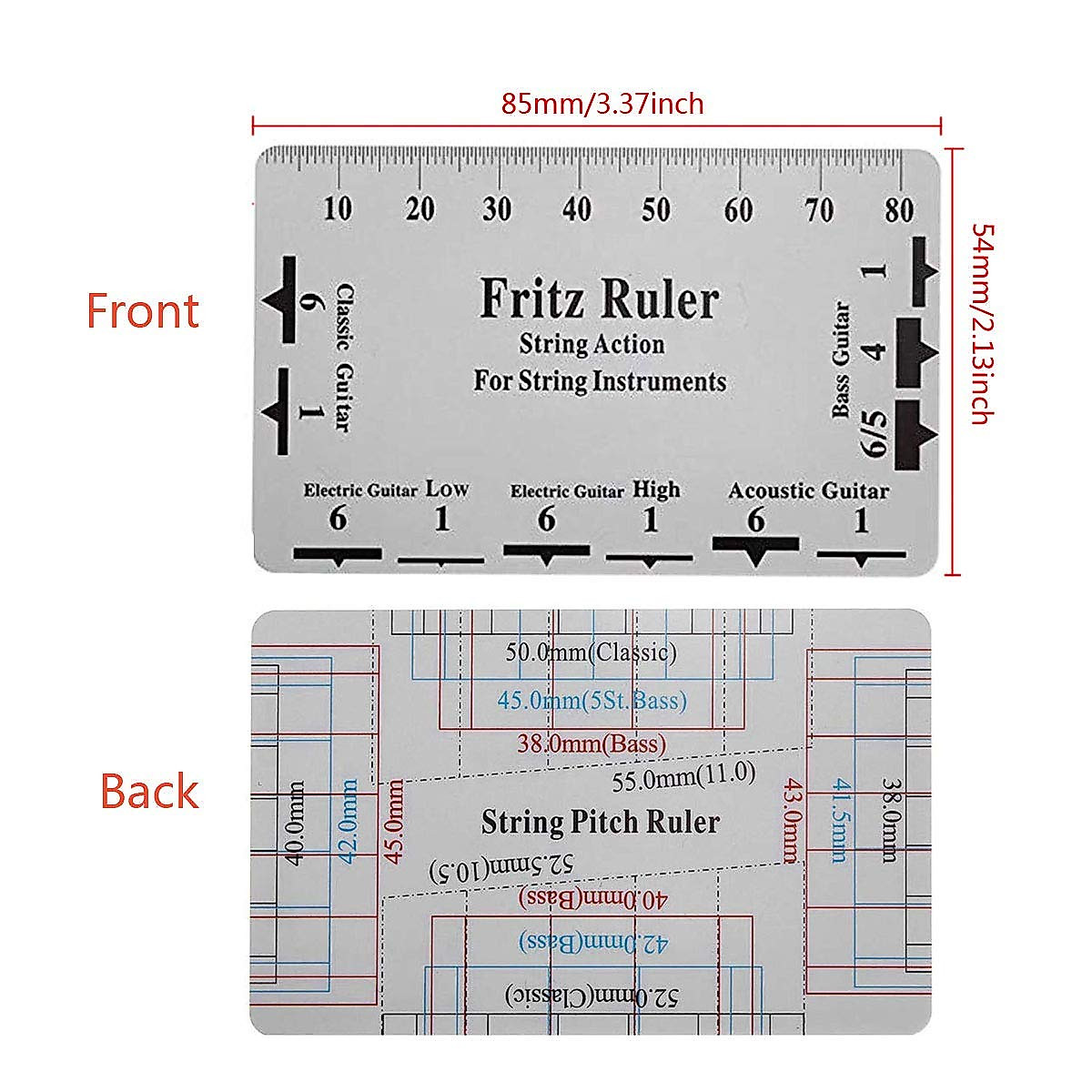 Guitar Neck Notched Straight Edge Luthiers Tool with String Action Ruler Gauge for Gibson 24.75" and Fender 25.5" Electric Guitars