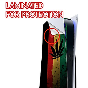 ITS A Skin Skins Compatible with Sony Playstation 5 Console Disc Edition - Protective Decal Overlay Stickers wrap Cover - Rasta Weed Pot Leaf Red Gold Green