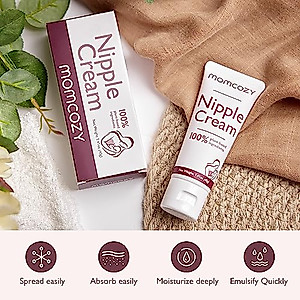 Momcozy 100% Natural Nipple Cream, Vegan Lanolin-free Nipple Butter, Breastfeeding Essentials for Nursing & Pumping Moms, 1.41 oz