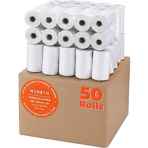 MUNBYN 2 1/4" x 50' Thermal Paper (50 Rolls), BPA Free Receipt Paper, 58mm Thermal Receipt Paper Fits All 58mm Mini Thermal POS Printer, Square Terminal Credit Card Machines