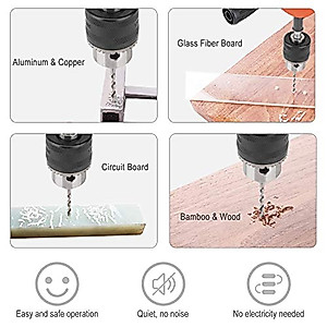 Housolution Hand Drill, Powerful 3/8 inches (1.5-10mm) Capacity Hand Drill Manual, Precision Chucks Cast Steel Double Pinions Manual Drill for Wood Plastic Acrylic Circuit Board Punching, Orange