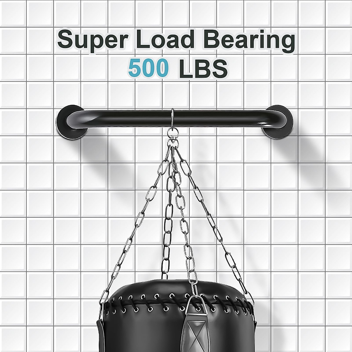 Handicap Grab Bars, 2 Pack 24 Inch Shower Grab Bar for Seniors, 304 Stainless Steel ADA Grab Bars for Bathtubs and Showers, Toilet, Safety Shower Handles for Elderly, Disabled, Injury (Matte Black)