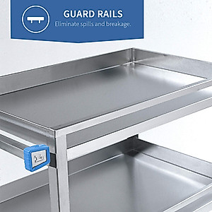 Lakeside Manufacturing 526 Guard Rail Utility Cart, Stainless Steel, 3 Shelves, 500 lb. Capacity (Fully Assembled)