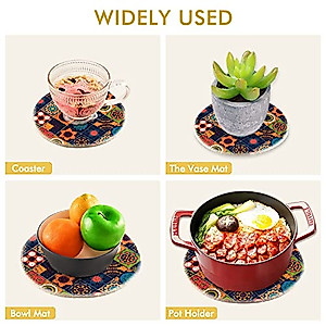 Kigai Classical Nation Flower Pot Holders Trivets Set 2 Pcs,Round 100% Cotton Braided Hot Pads for Hot Dishes Hot Pots and Pans/Kitchen Trivets