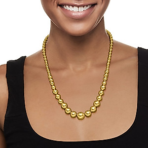 Ross-Simons Italian 6-14mm 18kt Gold Over Sterling Silver Bead Graduated Necklace. 20 inches