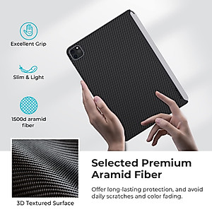 pitaka Magnetic Case & Folio for iPad Pro 12.9 6th/5th Generation 2022/2021 Slim Tri-Fold Stand with Auto Wake/Sleep Case Compatible with Magic Keyboard - Black
