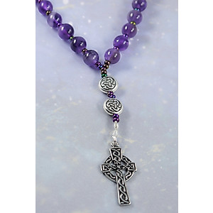 Kit Johnson Designs, Anglican Rosary Beads Amethyst Celtic Cross, Prayer Bag, Instruction Booklet