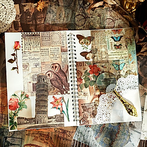 Vintage Scrapbook Paper Pack, Ephemera for Junk Journal Steampunk Craft Paper Collage Paper Journaling Supplies Scrapbooking Emblishments, 4.1 × 5.5 inches, 40 Designs 80 Sheets