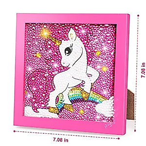 TOY Life 5D Diamond Painting Kits for Kids with Wooden Frame - Diamond Arts and Crafts for Kids Ages 6-8-10-12 Gem Art Painting Kit Girls Unicorn Crafts - Unicorn Diamond Painting Kits for Kids Girls