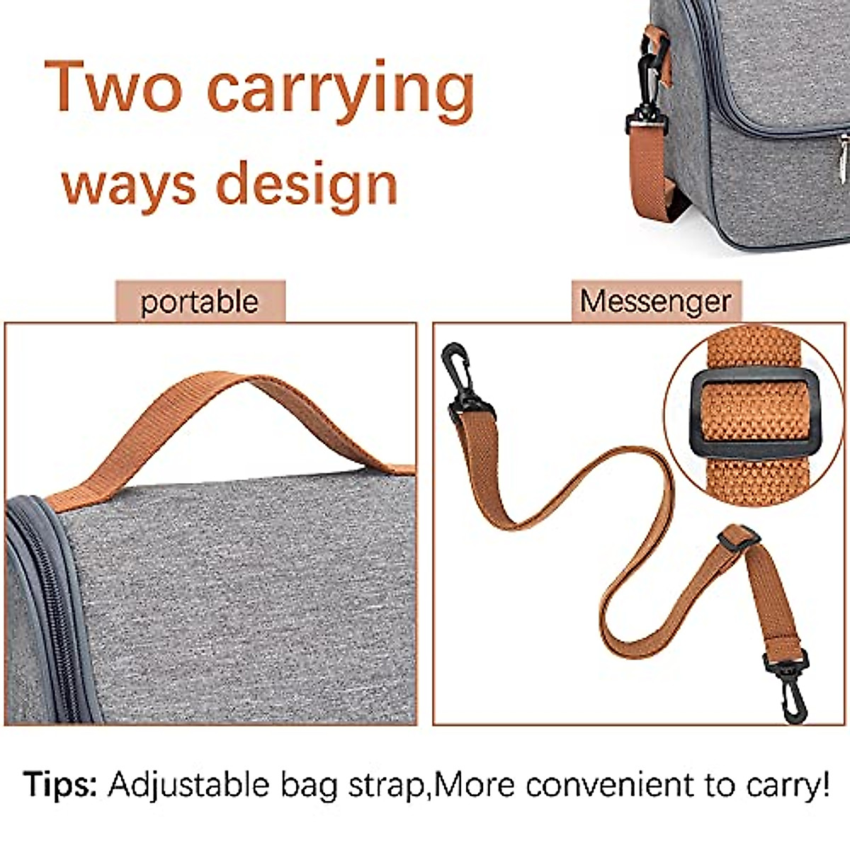 Insulated Lunch Bags for Women, Insulated Lunch Box for Men, Lunch Cooler Bag, Meal Prep Lunch Box for Women, Lunch Boxes with Removable Shoulder Strap for Women and Men