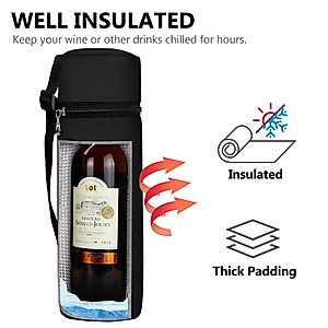 Aosbos Insulated Wine Bag Water Bottle Carrier Portable Wine Cooler Bag Padded Protection Tote Bag with Shoulder Strap for Travel Picnic Purse